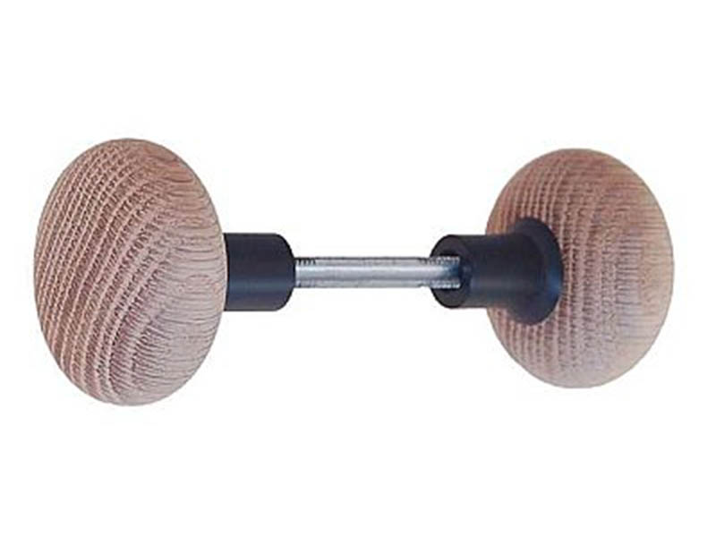 Round Red Oak Wooden Doorknob Pair