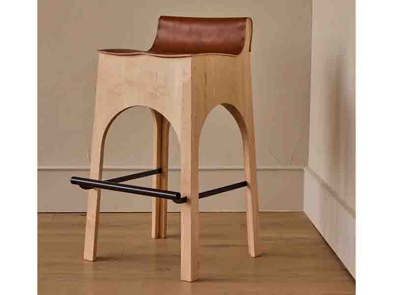 Jack Leather & Wood Stool