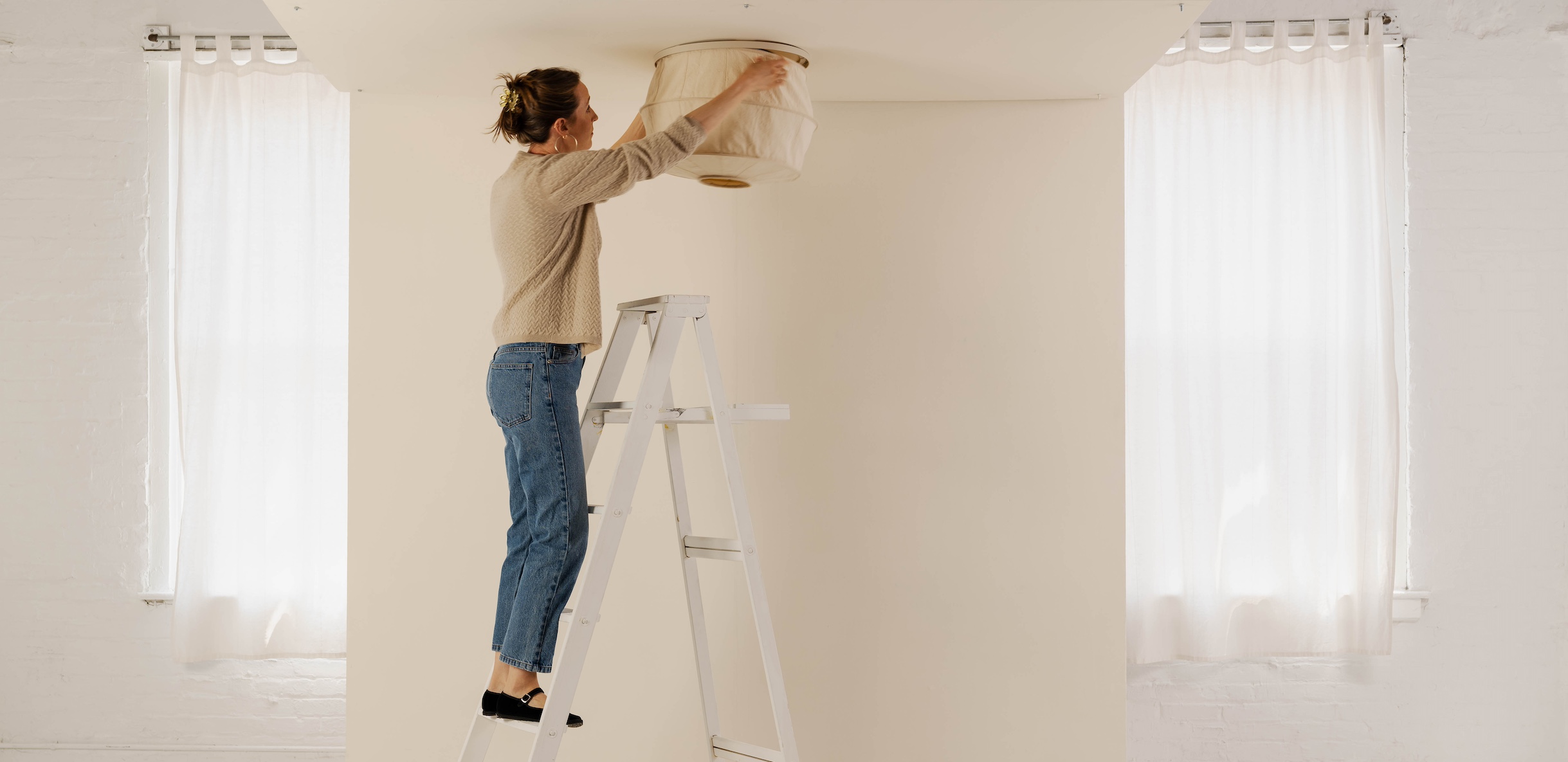 Cotton Shades for Upgrading Overhead Light Fixtures from Tulip