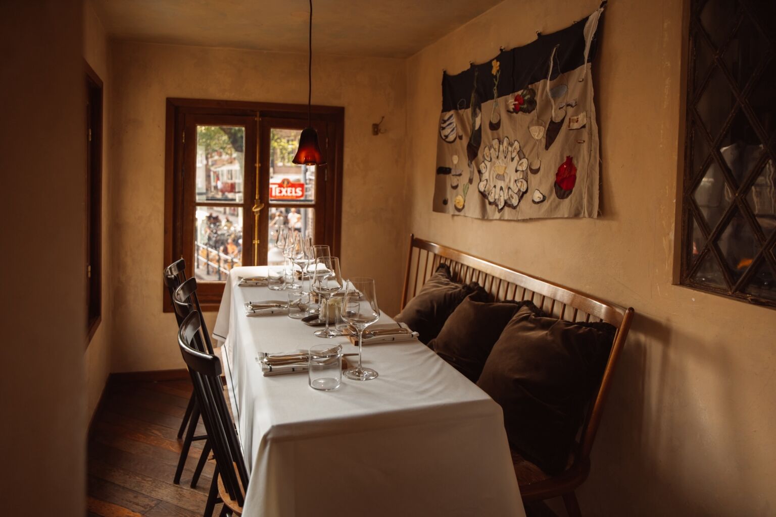 Artist Andrew Pierce Scott tabletop tapestries from scrap fabric