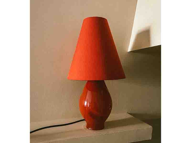 Dark Red Conical Glass Lamp